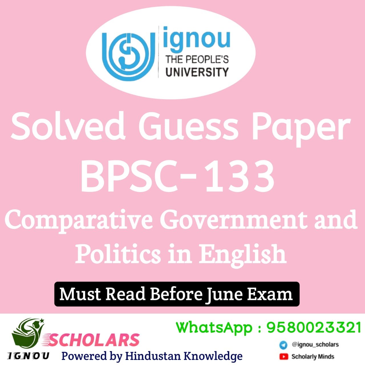 BPSC 133 : Comparative Government and Politics in English Solved Guess ...